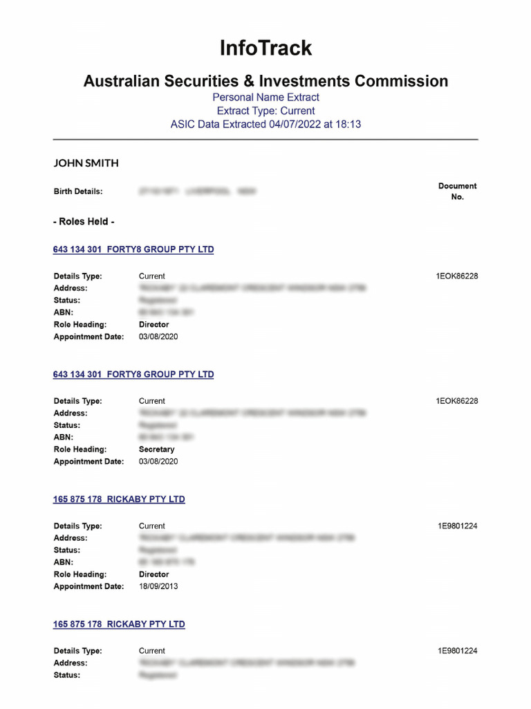 ASIC Current Personal Name Extract Sample | PDF