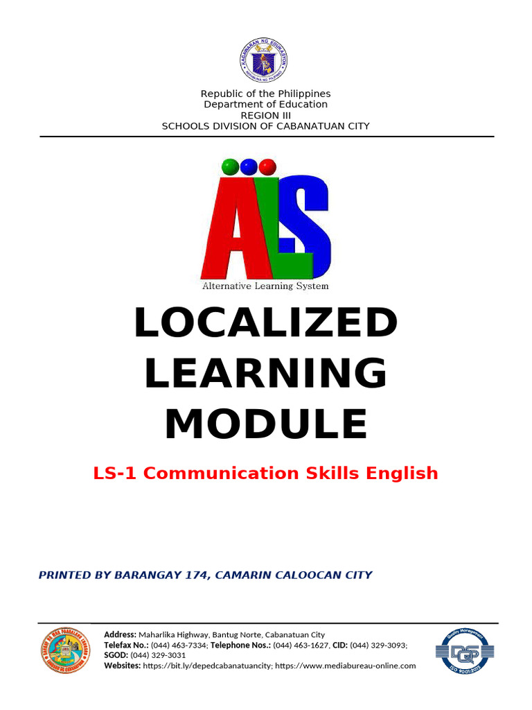 ALS Modules - LS1 Communication Skills English SFJ | PDF | Verb | Noun