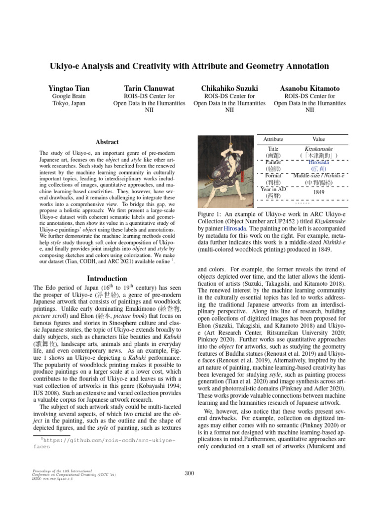 Ukiyo-E Analysis and Creativity With Attribute and Geometry Annotation | PDF | Ukiyo E