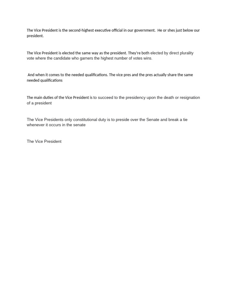 The Vice President Is The Second | PDF