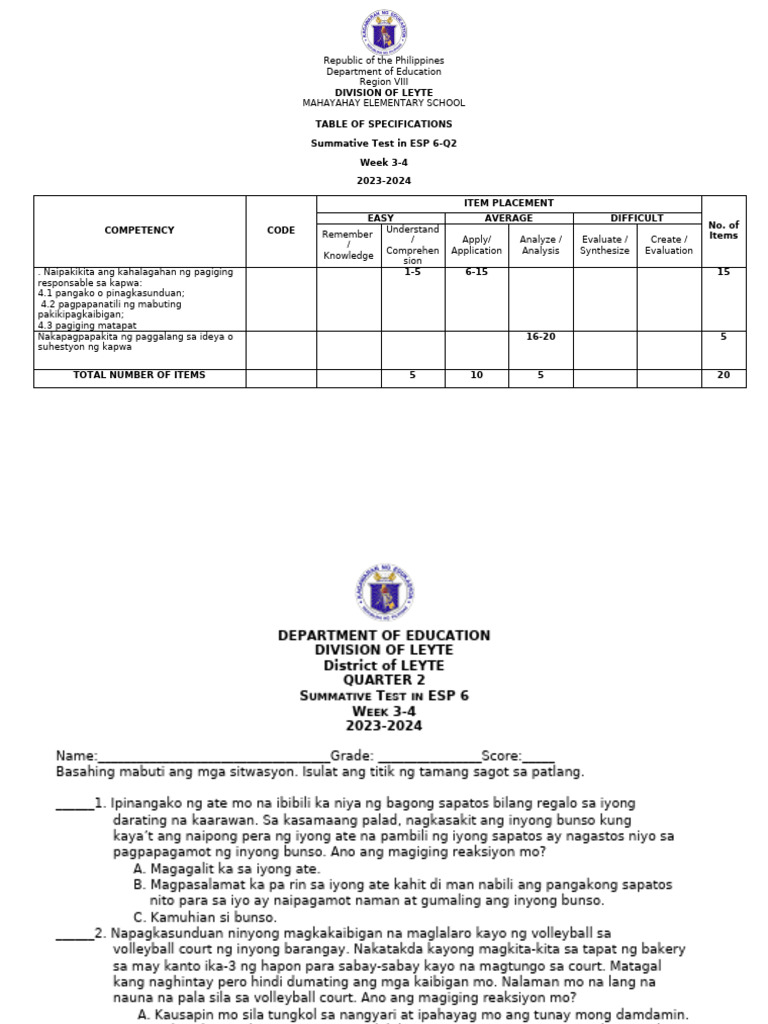 ST2 - Esp 6 - Q2 | PDF
