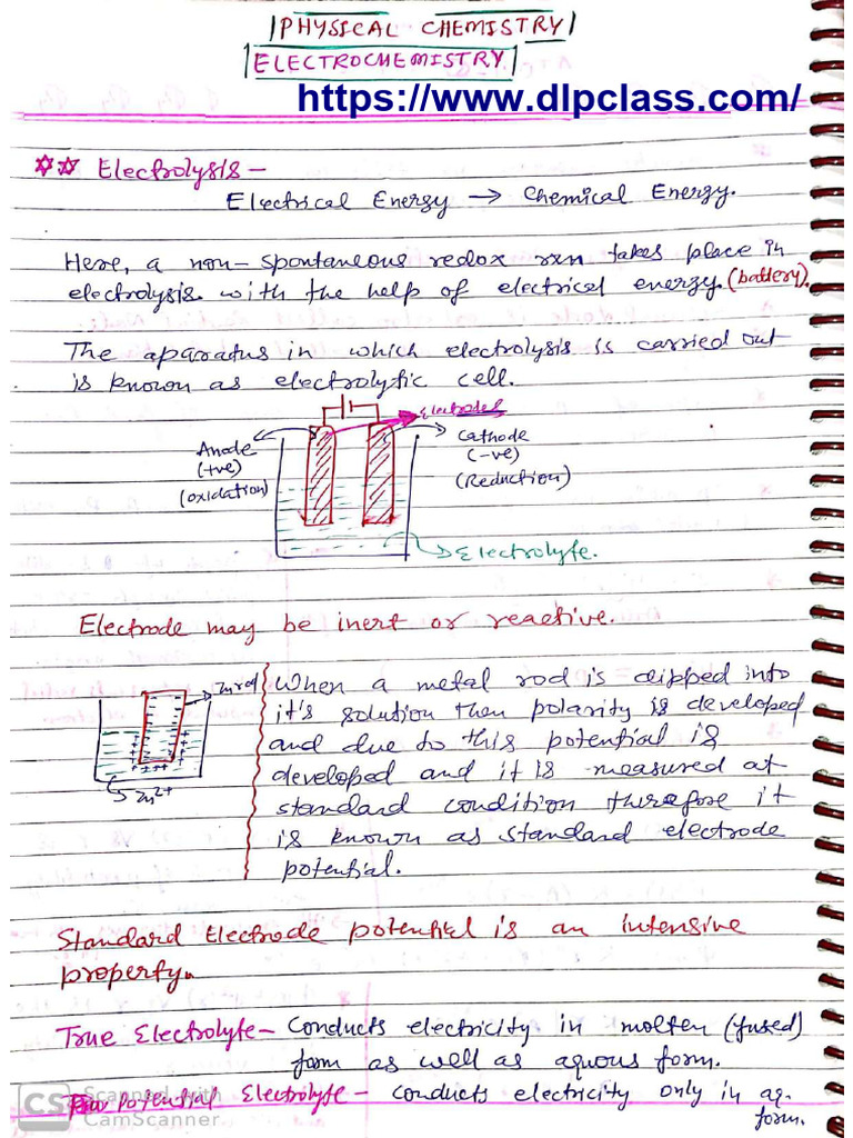 Electrochemistry Kota Notes | PDF