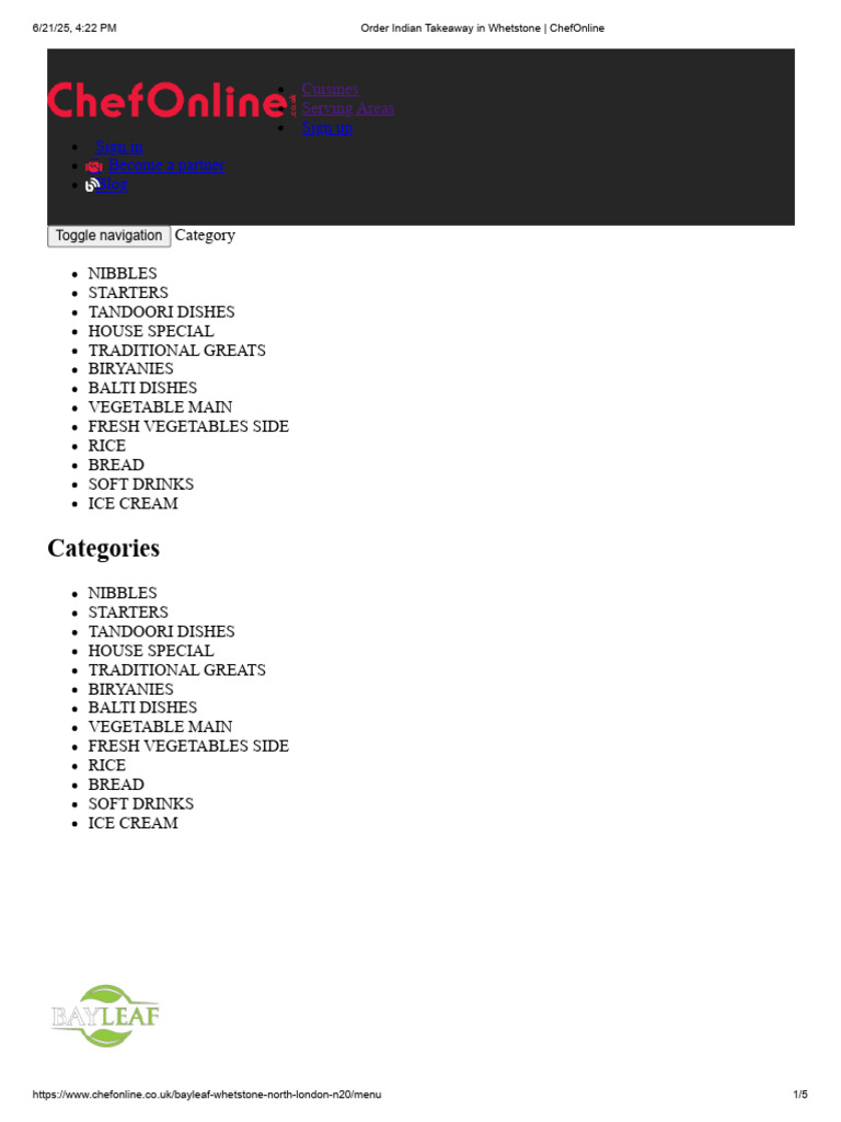 Delicious Indian Food Delivered in Whetstone - Bayleaf Takeaway | PDF ...