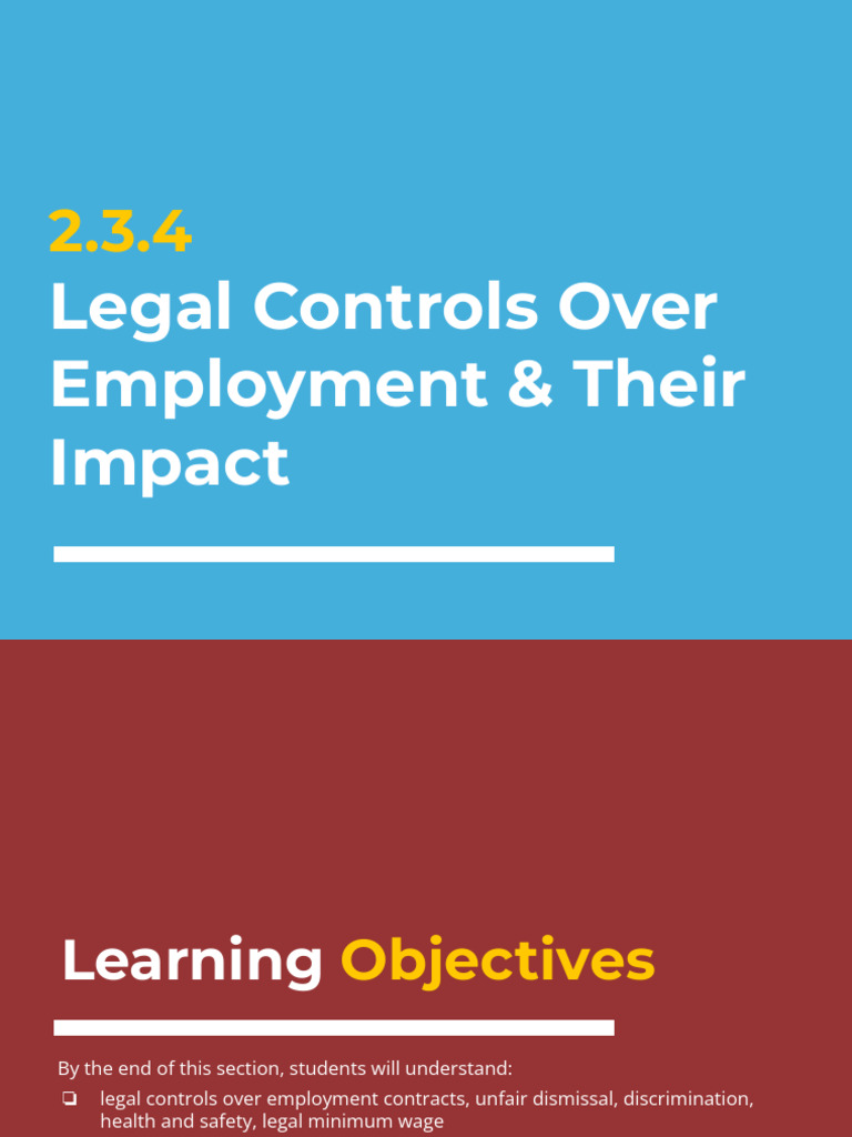 2.3.4 - Legal Controls Over Employment & Their Impact | PDF