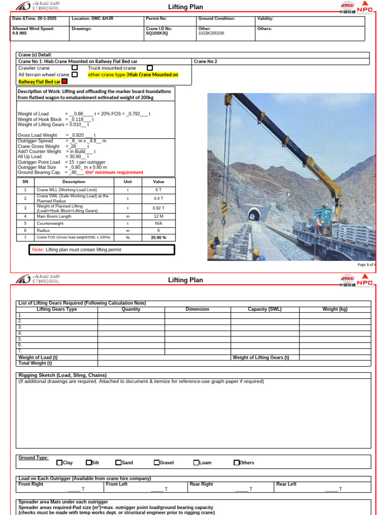 Crane Lifting Plan for 2025 Operation | PDF | Crane (Machine)