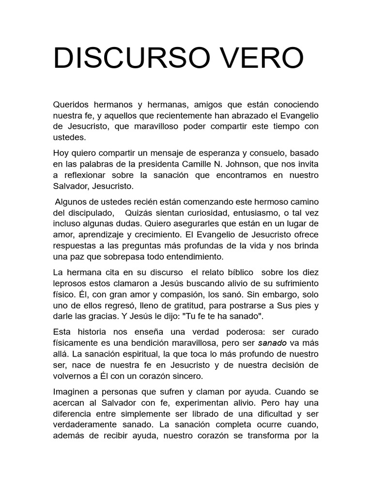 Discurso Vero | PDF | Amor | Jesús
