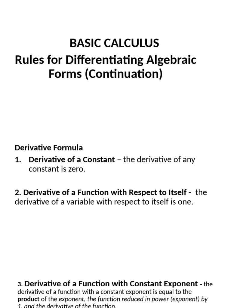12.1. Rules in Differentiating Algebraic Forms | PDF