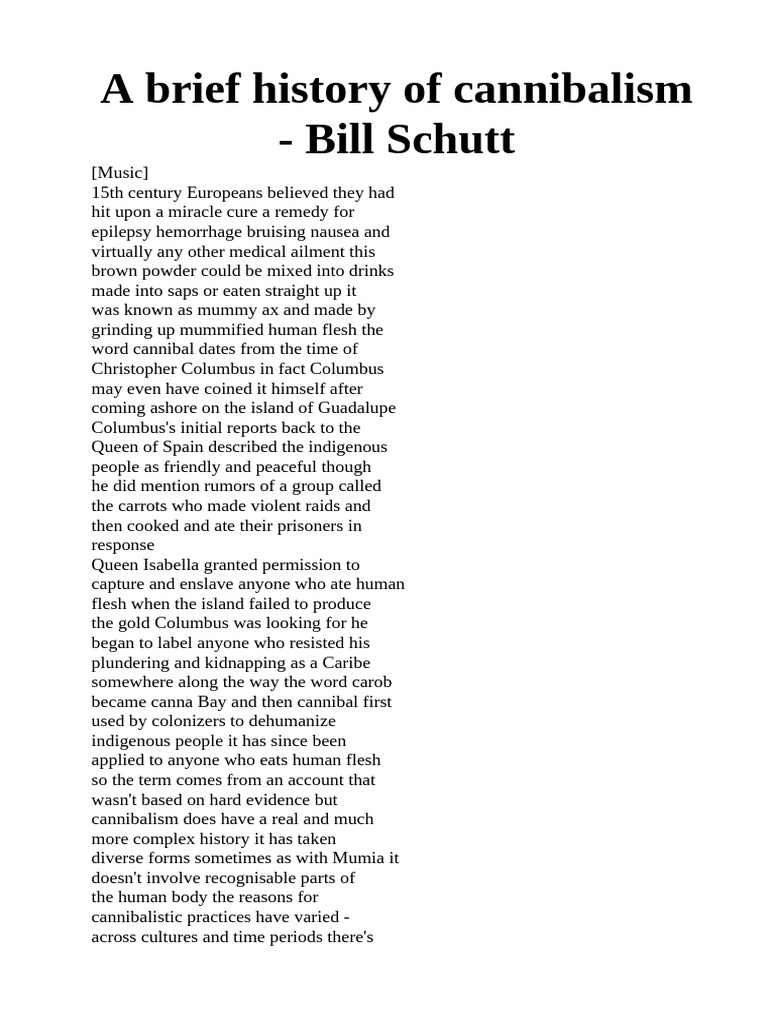 A Brief History of Cannibalism - Bill Schutt | PDF