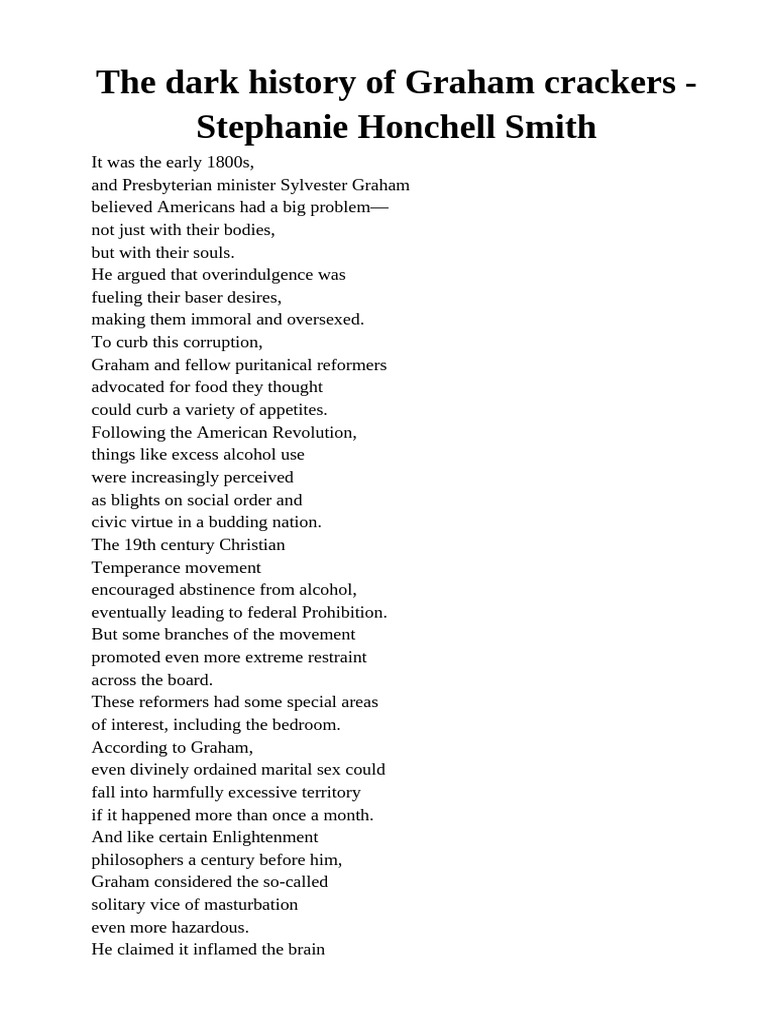 The Dark History of Graham Crackers - Stephanie Honchell Smith | PDF ...