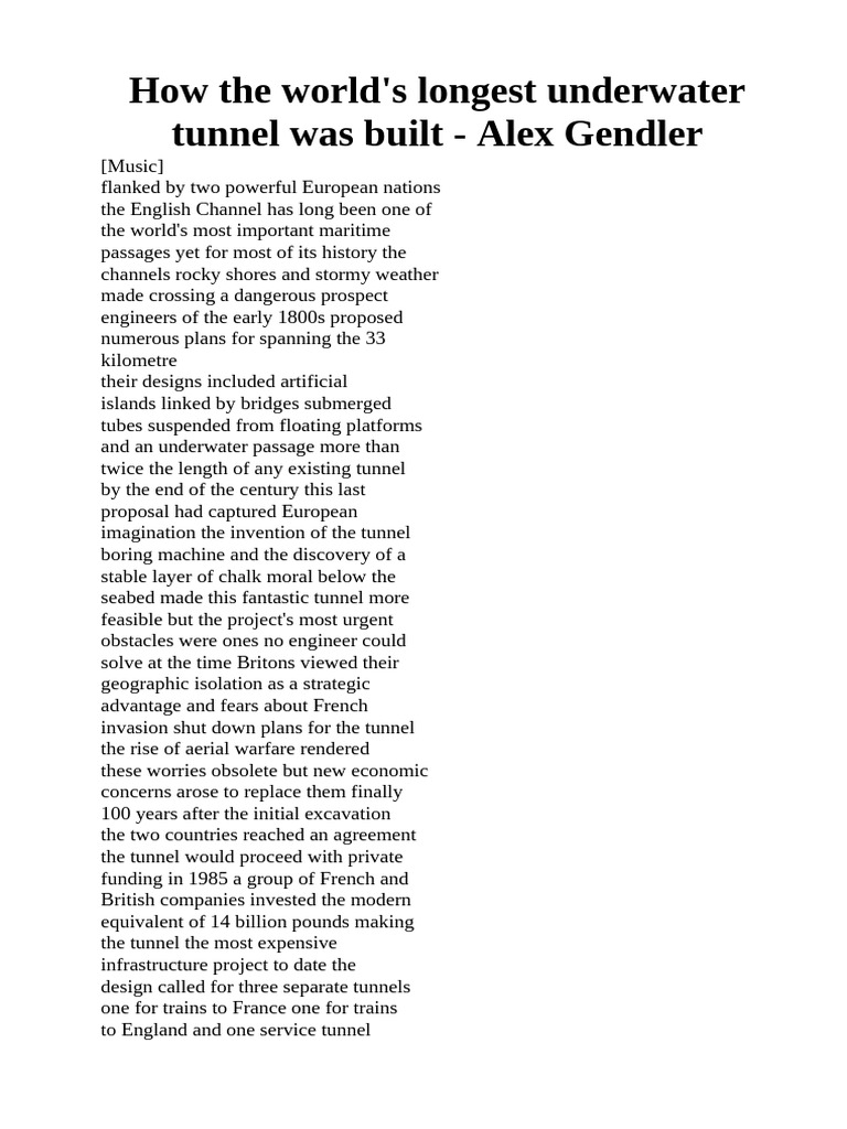 How The World's Longest Underwater Tunnel Was Built - Alex Gendler ...