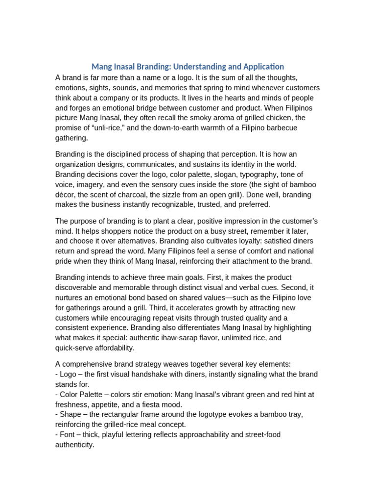 Mang Inasal Branding Essay | PDF | Brand | Logos