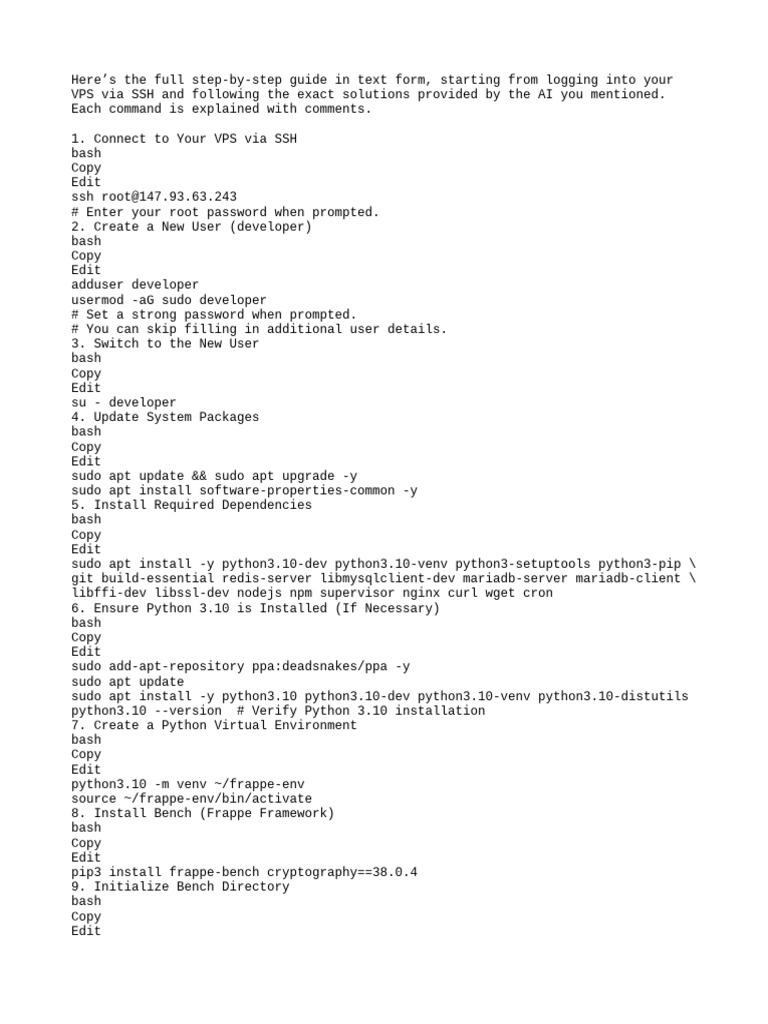 Full Erpnext on Vps Using Deepseek Working | PDF | Sudo | Python (Programming Language)