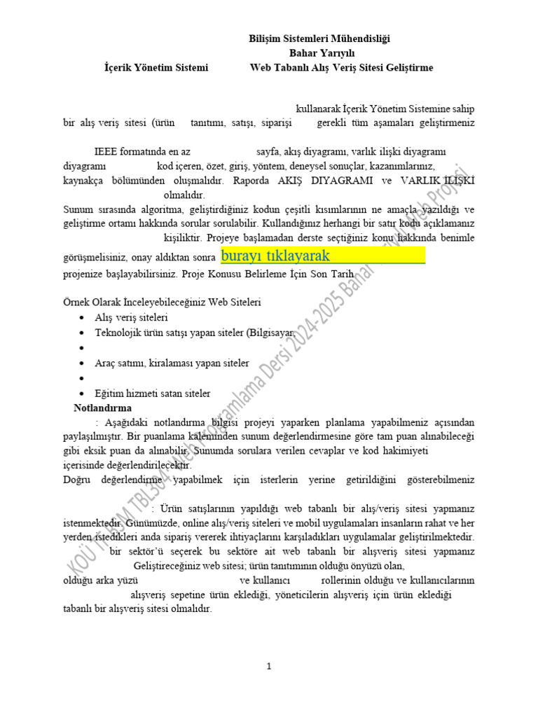 Web Programlama Proje Isterleri | PDF