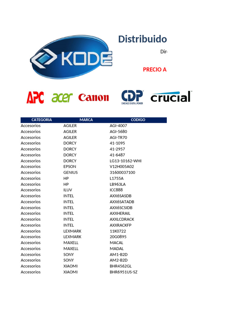 Lista de Precios Kode 9 de Abril | PDF | Unidad de estado sólido ...