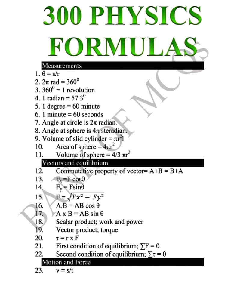 PTS© Physics Formulas | PDF