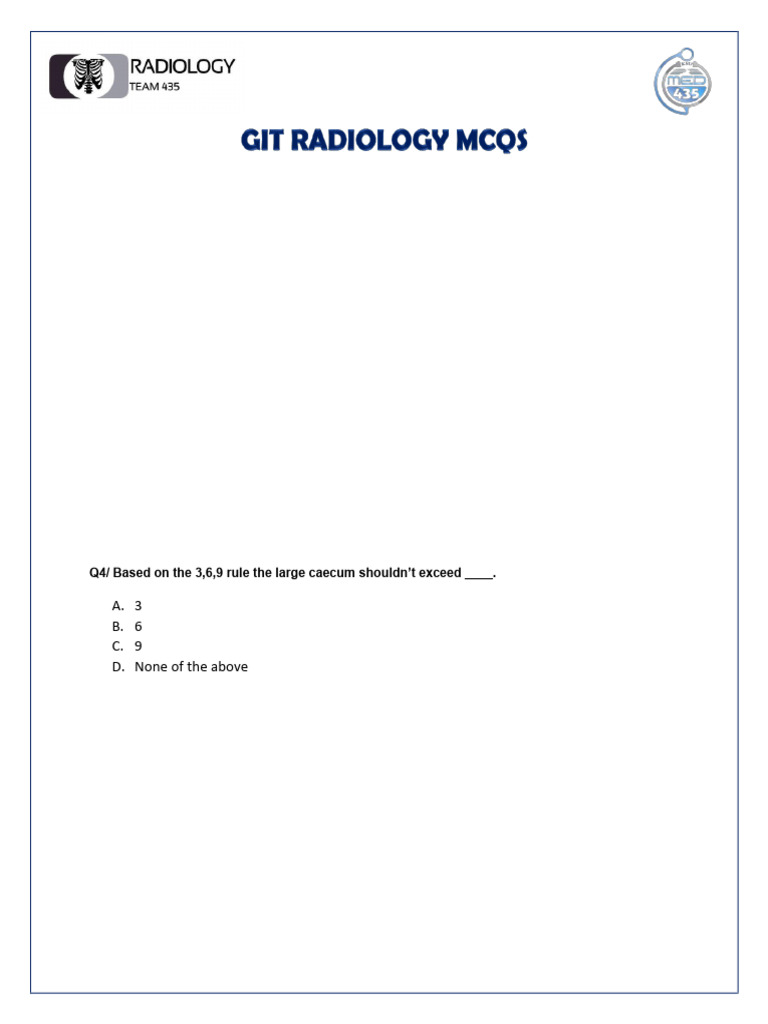 GIT Radiology MCQs - Final | PDF | Liver | Cirrhosis