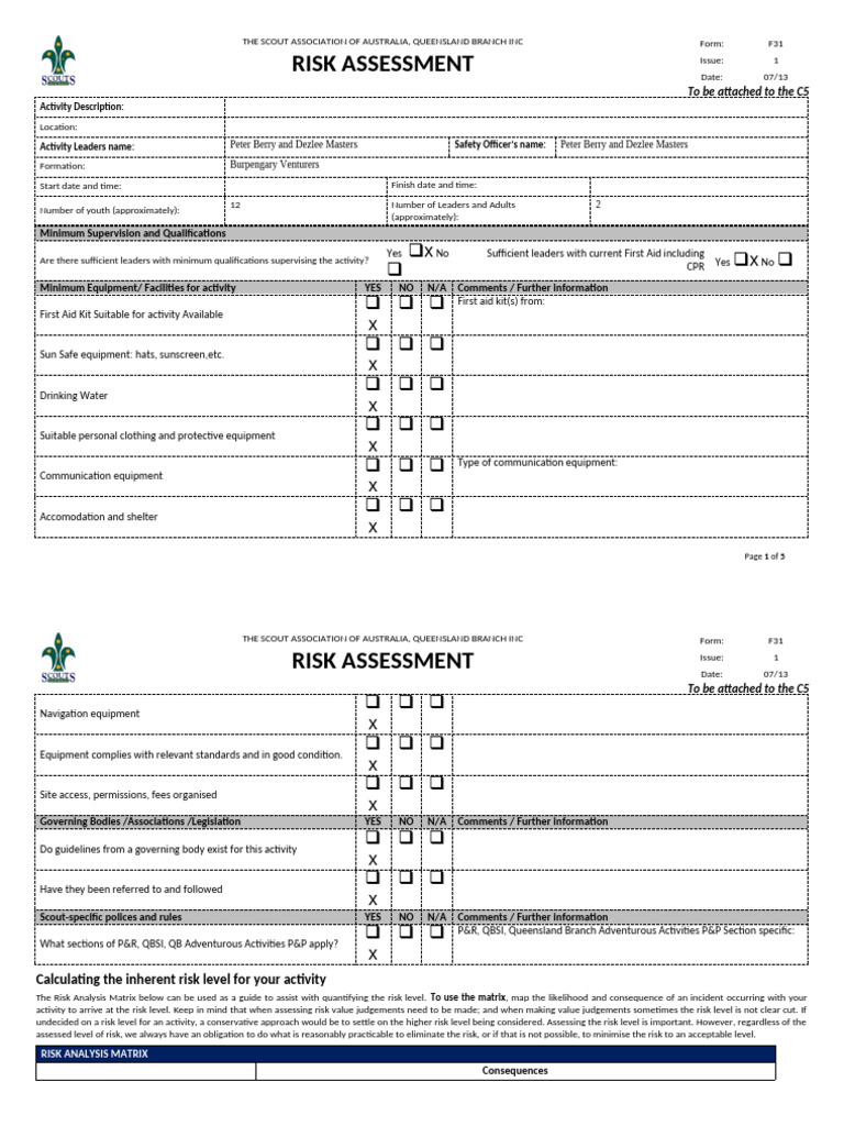 F31 - Risk Assesment Template | PDF | Risk | Risk Assessment