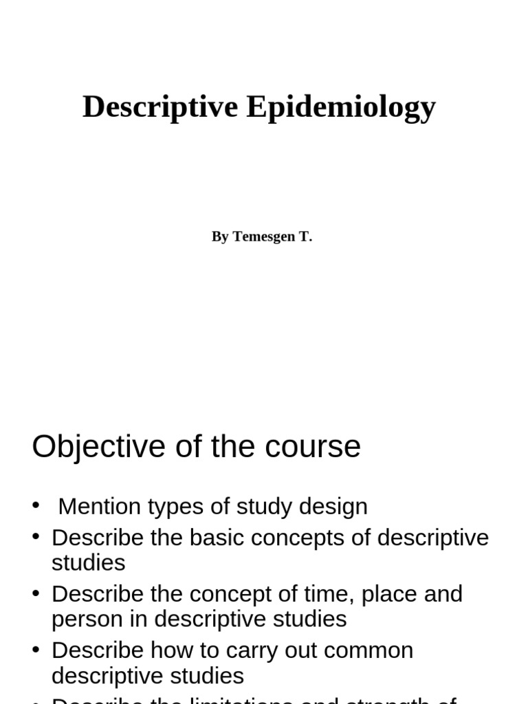 Descriptive Epidemiology | PDF | Epidemiology | Cohort Study