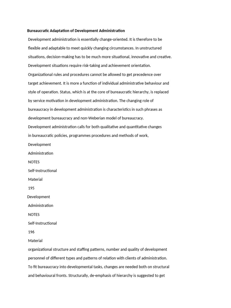 Bureaucratic Adaptation of Development Administration | PDF ...