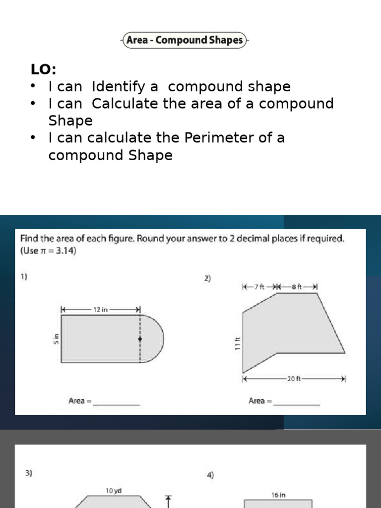 Area of Compound or Composite 2D Shapes | PDF