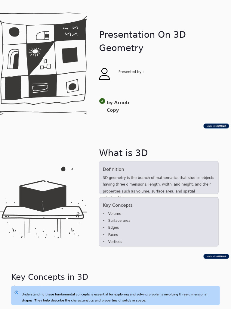 Presentation On 3D Geometry | PDF | Area | Geometry