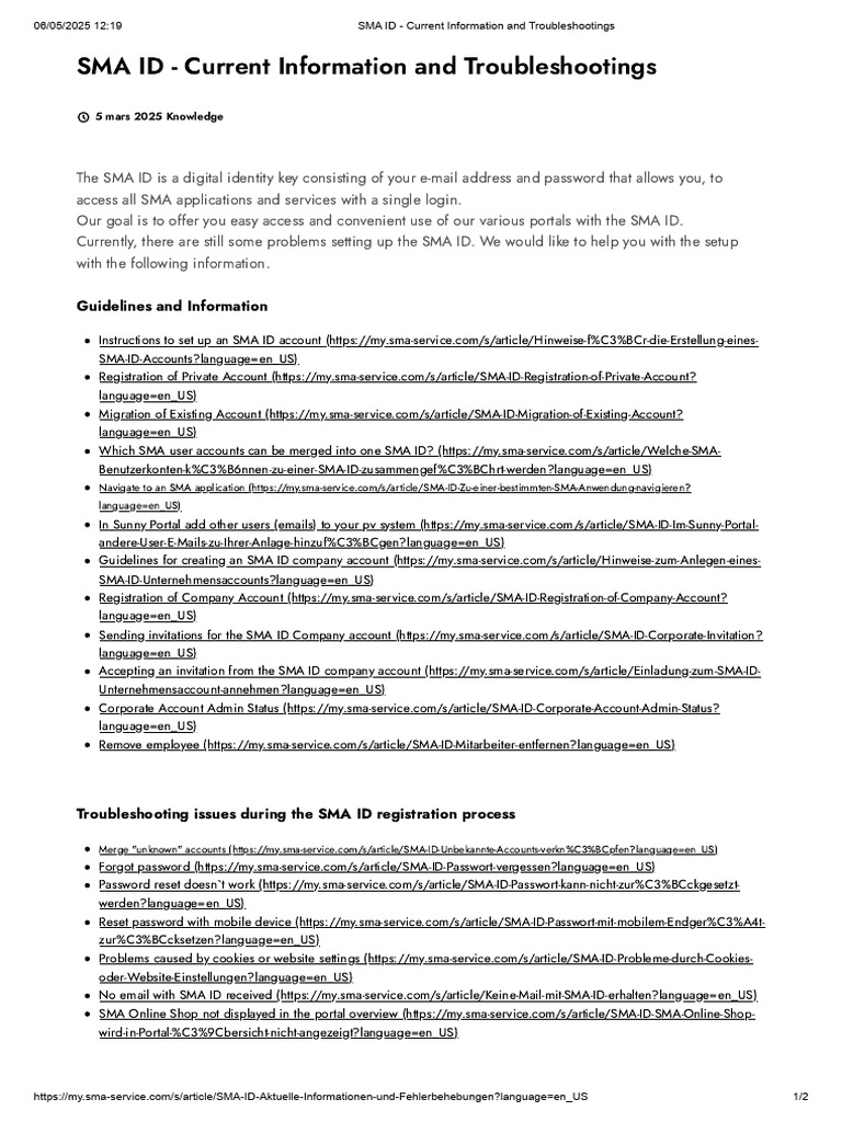 SMA ID - Current Information and Troubleshootings | PDF | Password ...