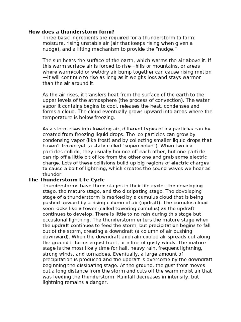 How Does A Thunderstorm Form | PDF | Thunderstorm | Cloud