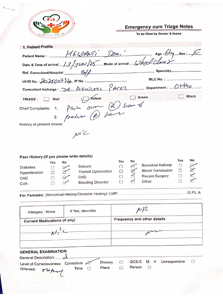 Emergency Case Sheet | PDF