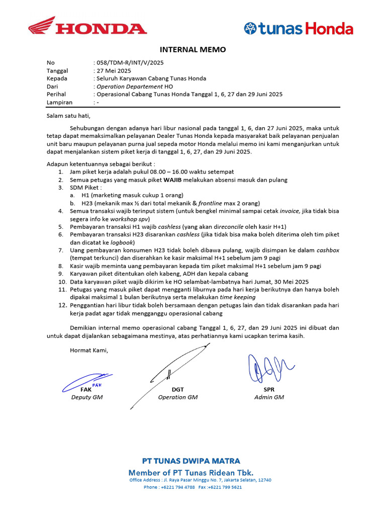 IM Operasional Cabang 1, 6, 27 Dan 29 Juni 2025-Co - 250527 - 153258 | PDF