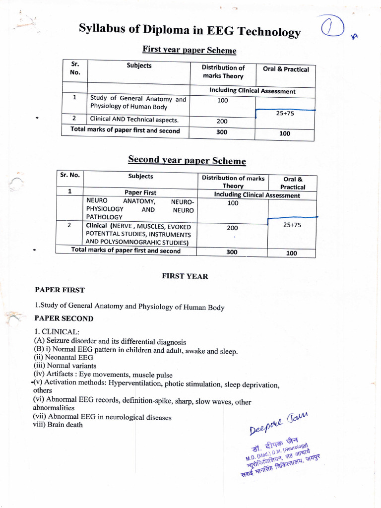 Diploma in EEG Technology Syllabus | PDF | Electroencephalography ...