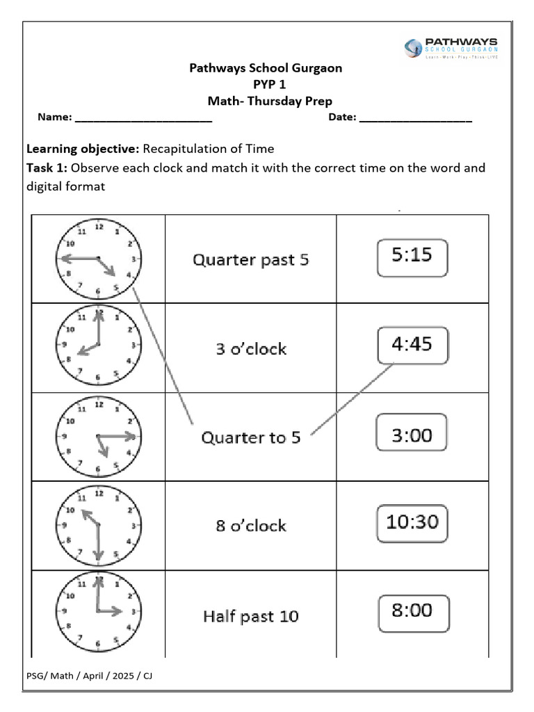 Week of 21 April 2025-Math Thursday Prep Task | PDF