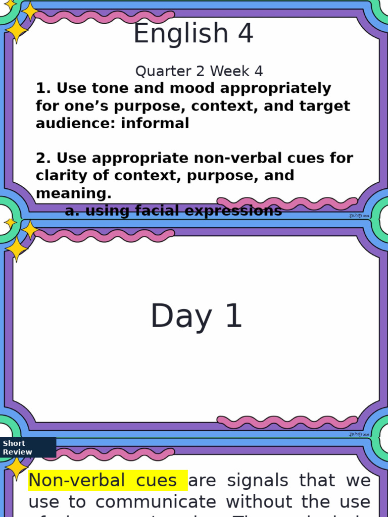 English 4 - Q2 - Week 4 - Day 1 | PDF | Nonverbal Communication | Semiotics