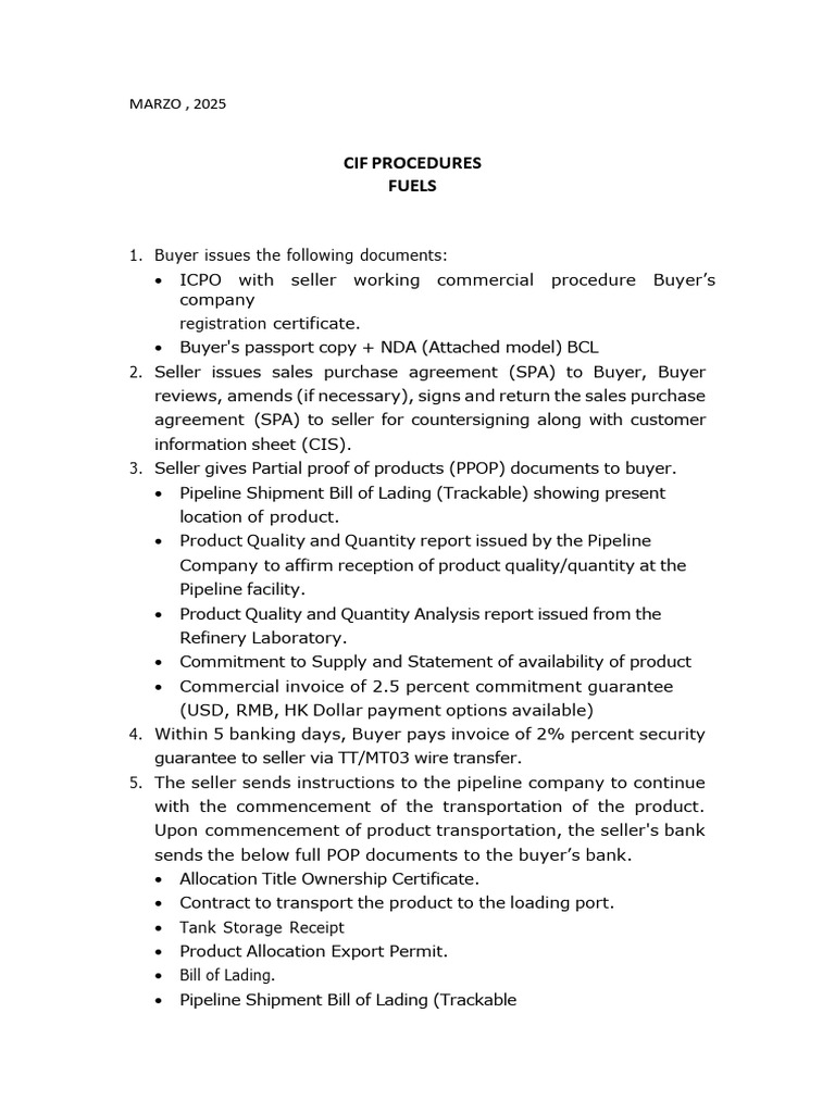 Euro 5 Fuel Purchase Procedures | PDF | Bill Of Lading