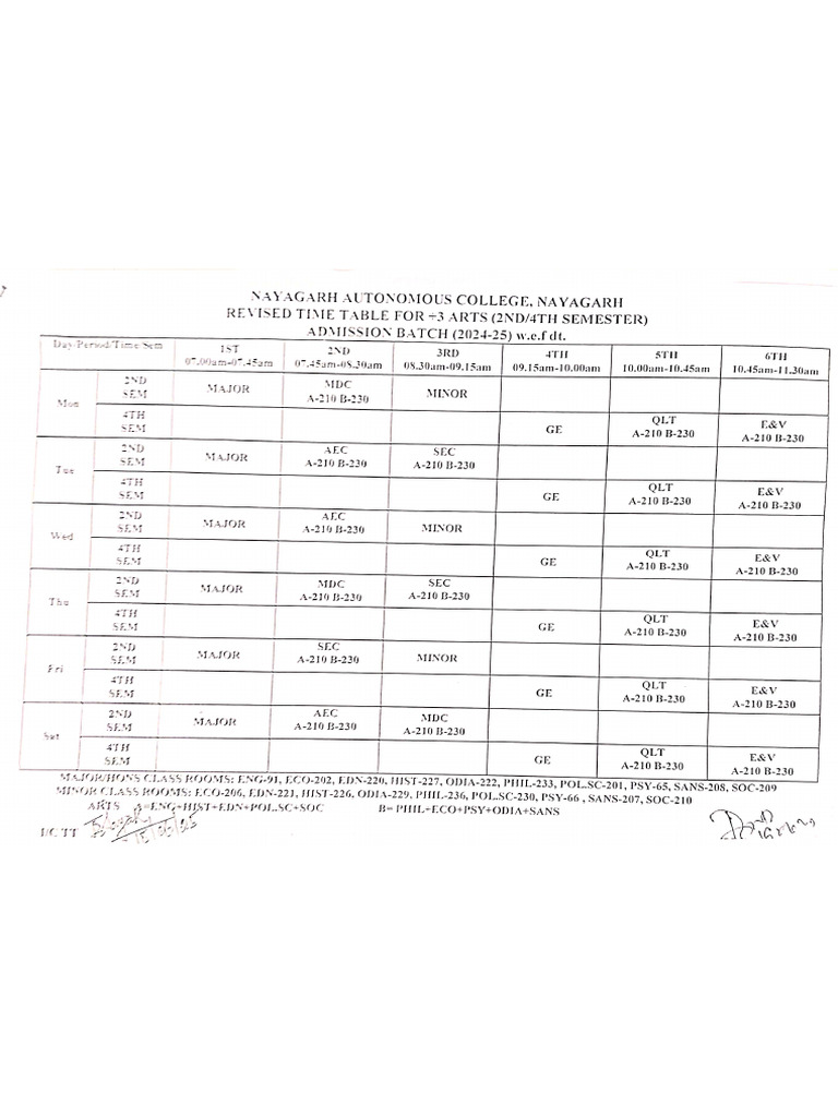 CLG Time Table | PDF