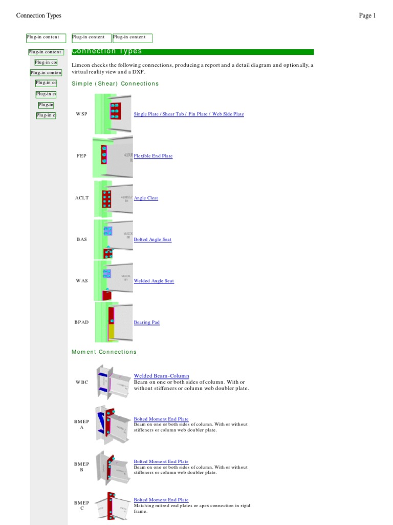 Connection Types: Simple (Shear) Connections | PDF | Truss | Beam ...