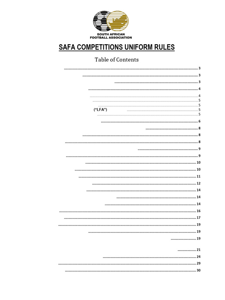 New SAFA Competition Uniform Rules Print No 4 Edited 2021 | PDF | Complaint