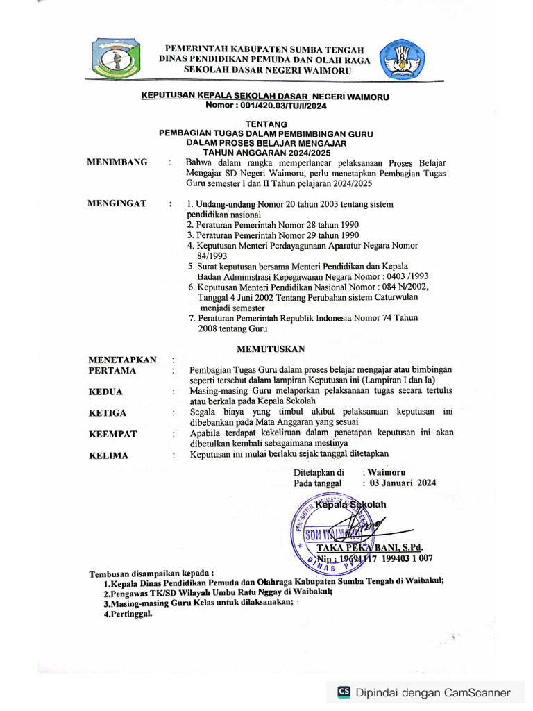 SK Tugas Mengajar | PDF