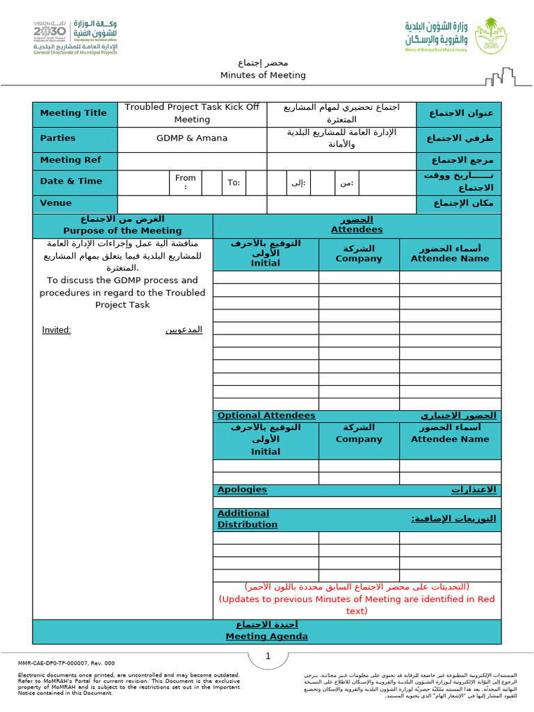 MMR-CAE-DP0-TP-000007 - 000 - MOM For Troubled Project Task Kick Off Meeting | PDF