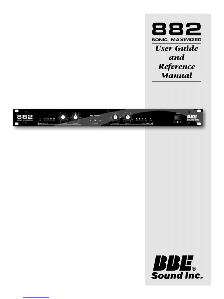 BBE 882 Sonic Maximizer User Manual | PDF | Loudspeaker | Amplifier