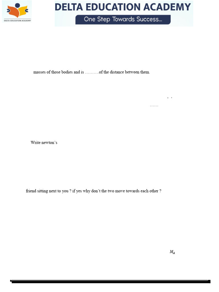 Gravitation Test-1 (2025) | PDF