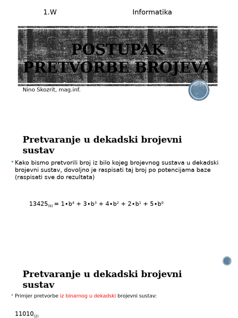 5 Postupak Pretvorbe Brojeva INF | PDF