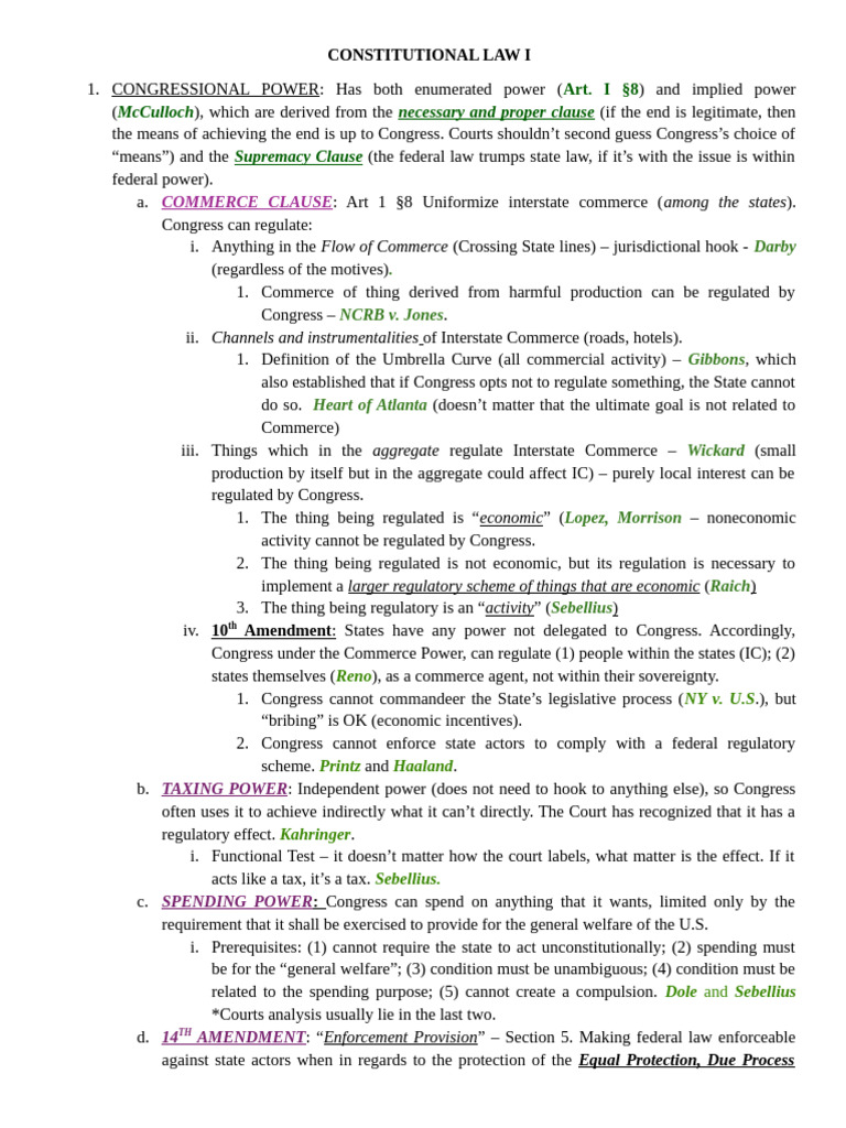 Congressional Powers in Constitutional Law | PDF | Due Process Clause ...
