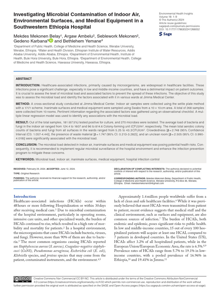 Investigating Microbial Contamination of Indoor Air, Environmental ...