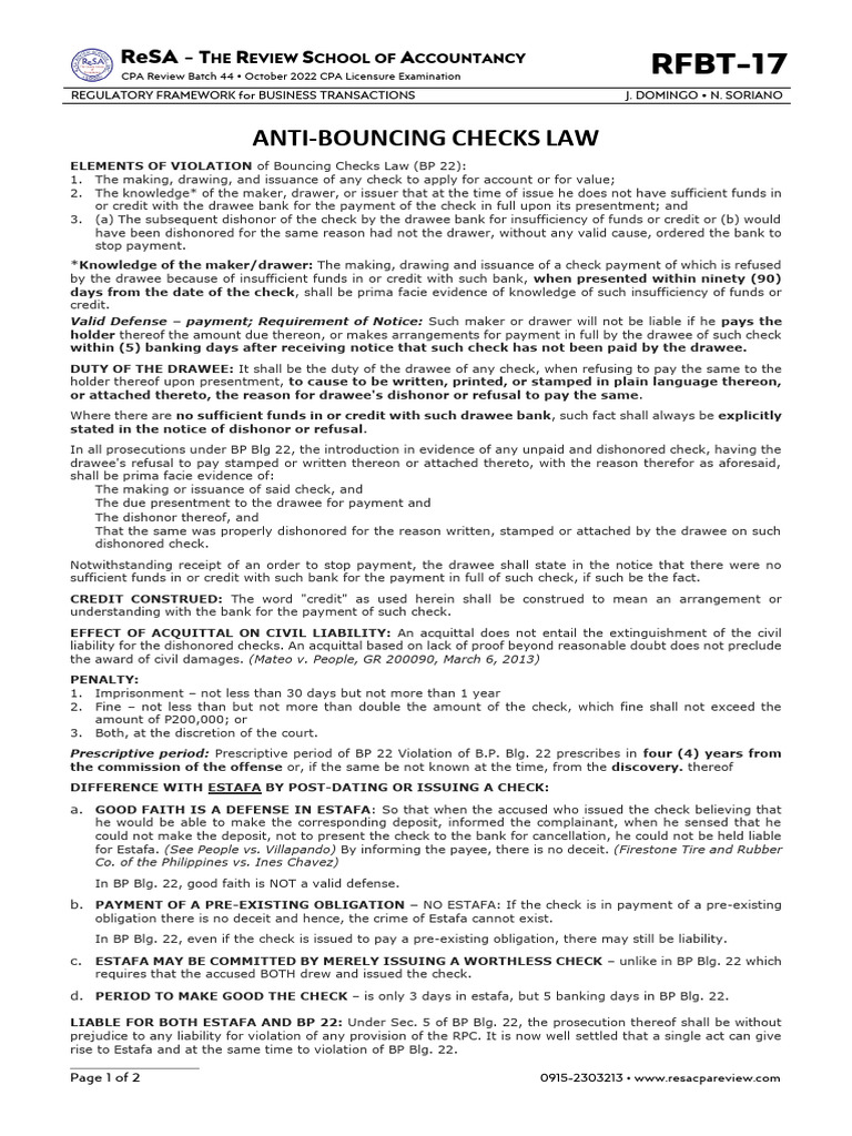 Elements of BP 22 Violation Explained | PDF | Common Law | Justice