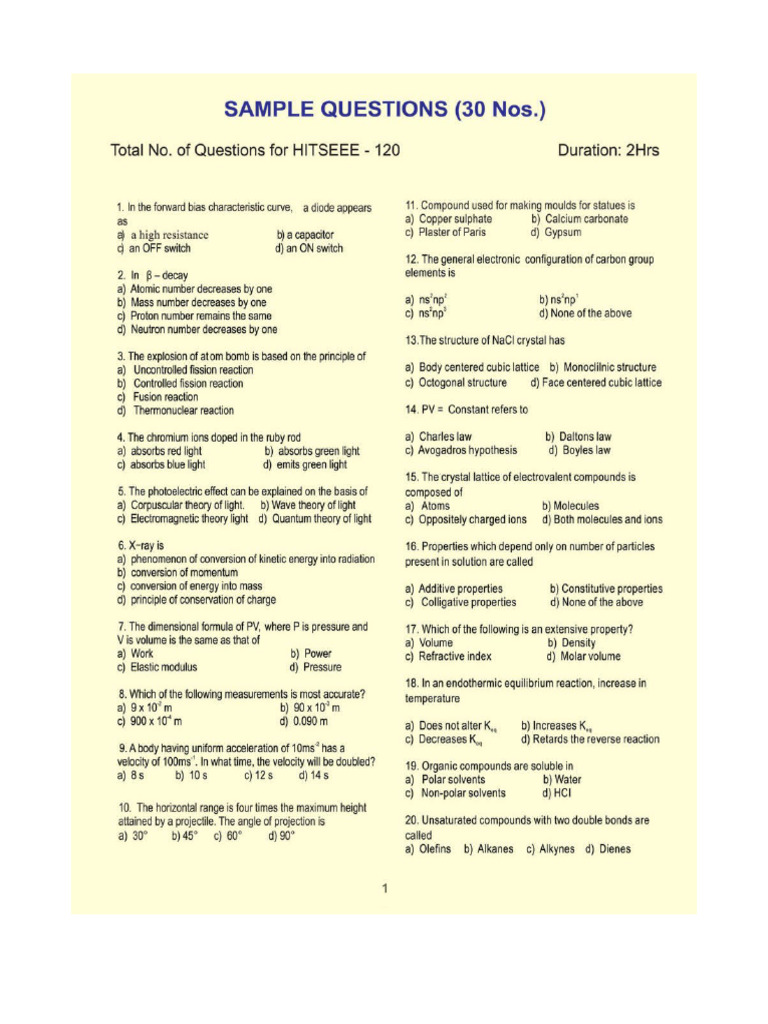 HITSEEE QPaper | PDF