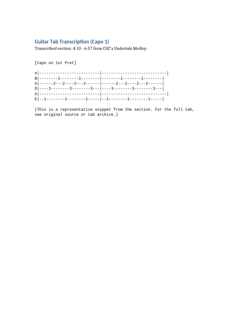 Undertale Medley CGC Tab 4-10 To 6-57 | PDF