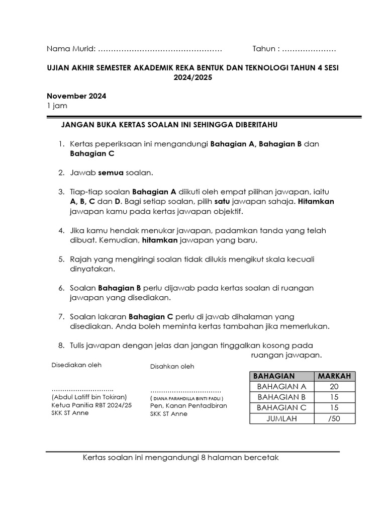 Uasa RBT 2024 Tahun 4 (Final) | PDF