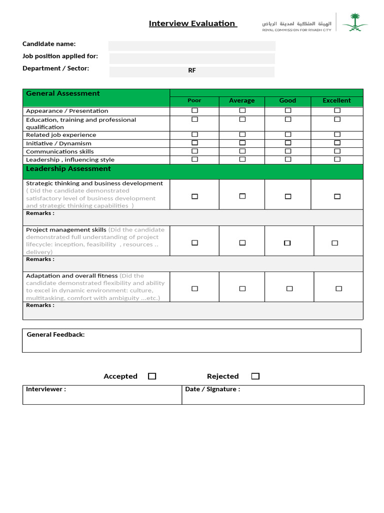 Interview Evaulation - RF | PDF