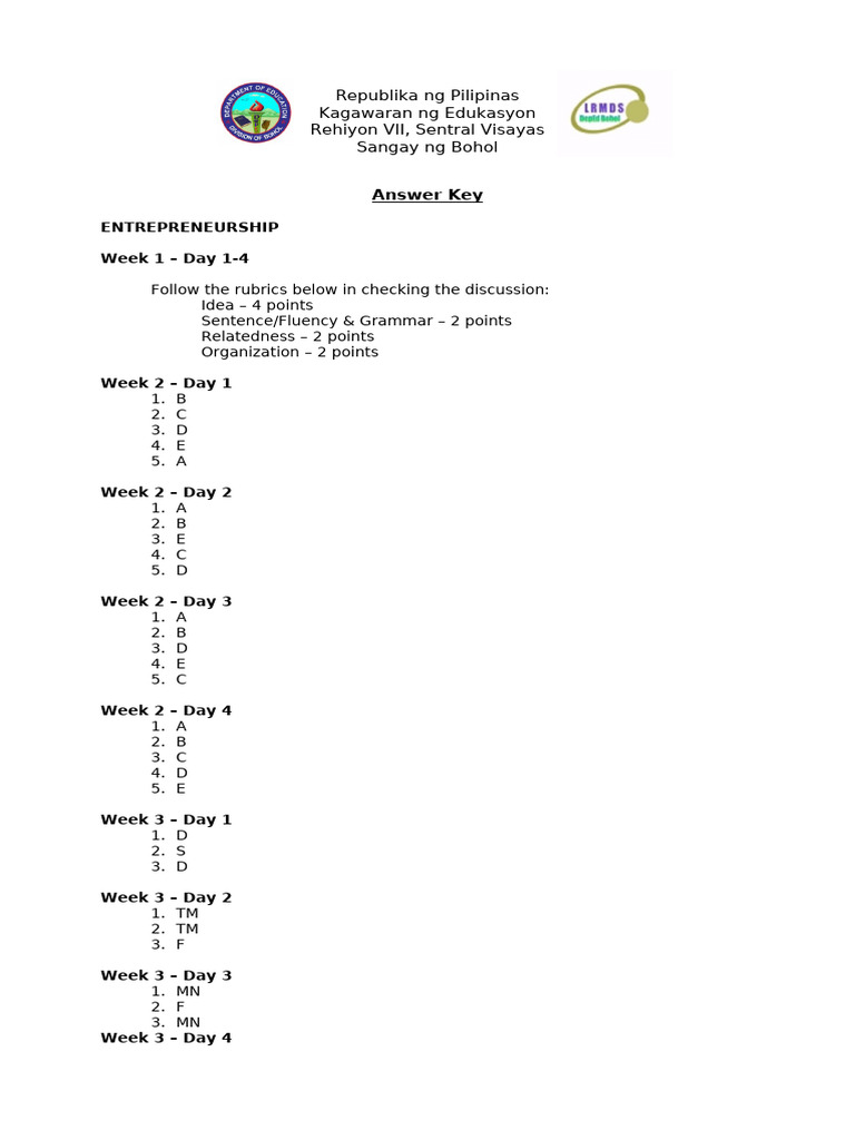 Entrep Ak q1 Las Wk1-9 | PDF | Chess Theory | Chess