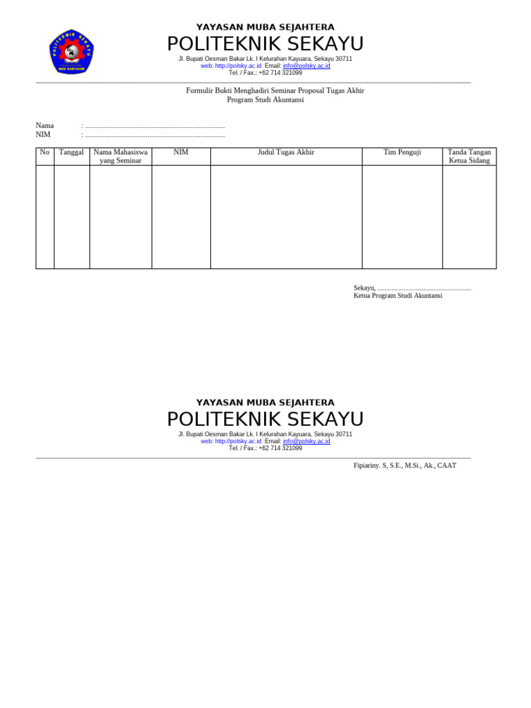 Formulir Peserta Ujian Sempro | PDF